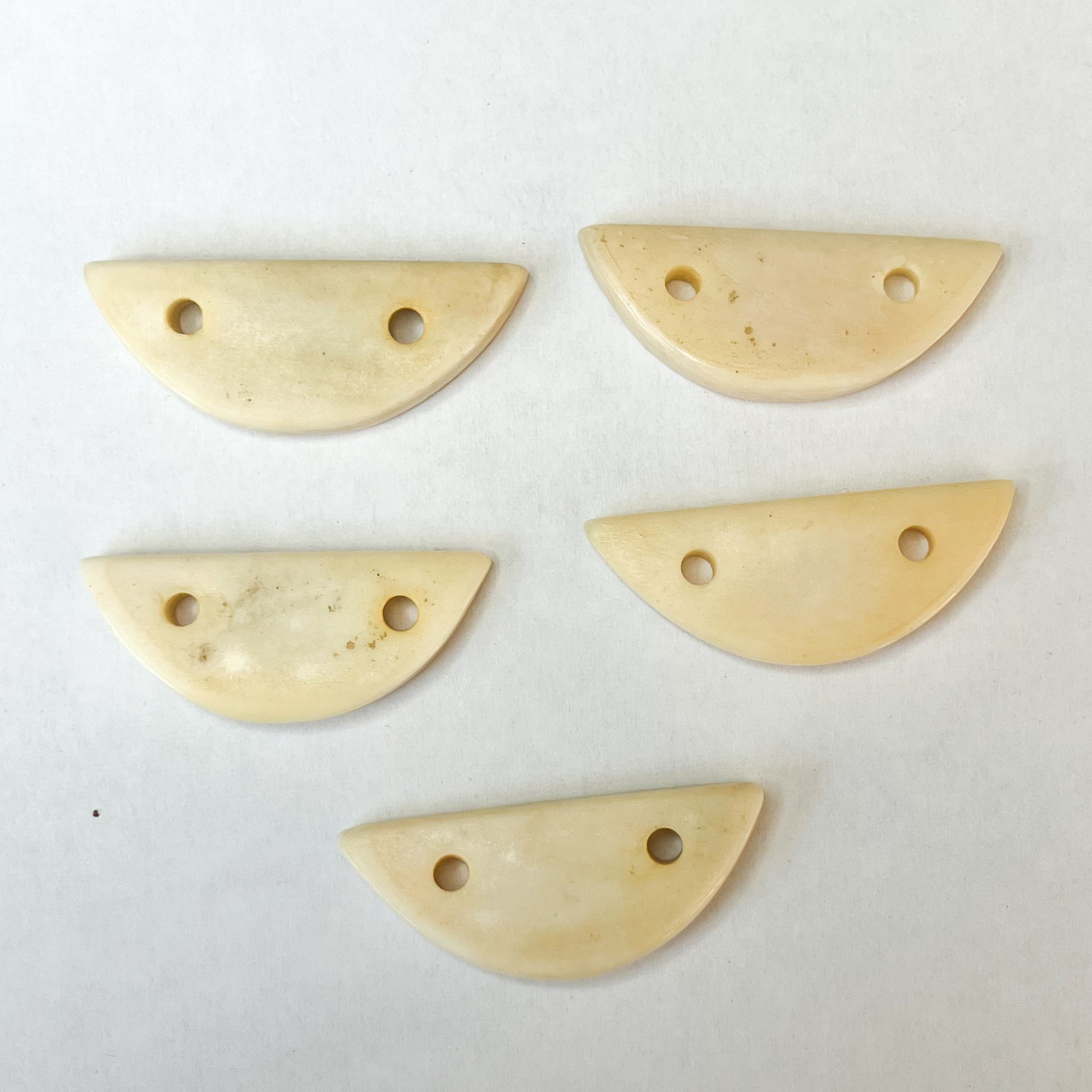 Set of 5 Half-Circle Bone Buttons – 1.5" – Good Medicine Beading