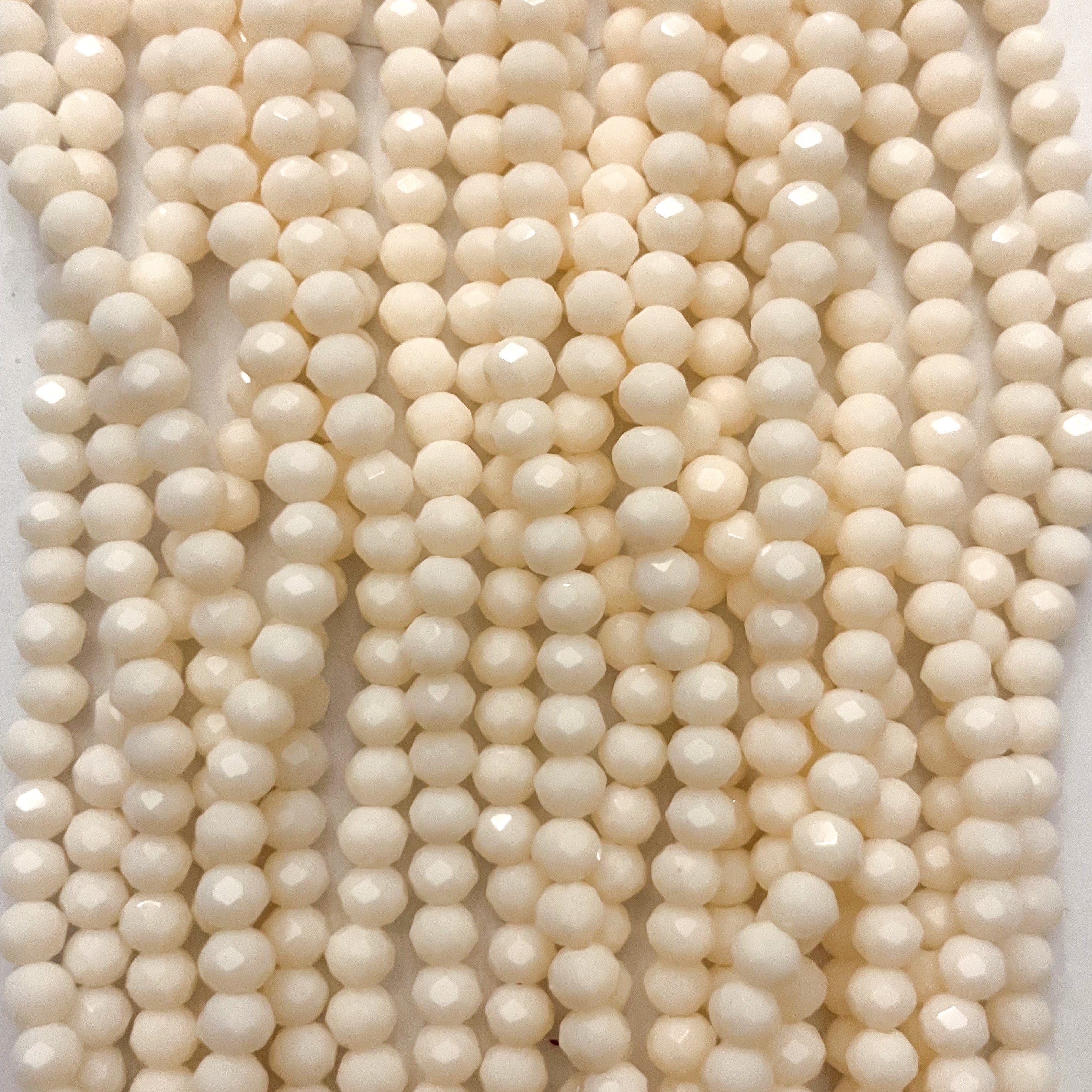 4mm Opaque Cream Crystal Beads (1 Strand, ~125 Beads) – Good Medicine ...